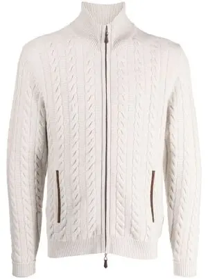 N.peal The Richmond Cable-knit Cashmere Cardigan - Grey