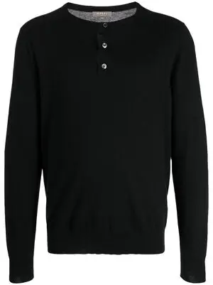 N.peal Henley Button-placket Jumper - Black