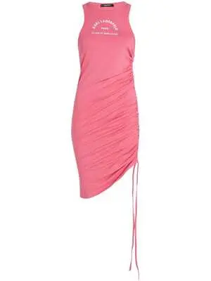 Karl Lagerfeld Address-print Ruched Jersey Minidress