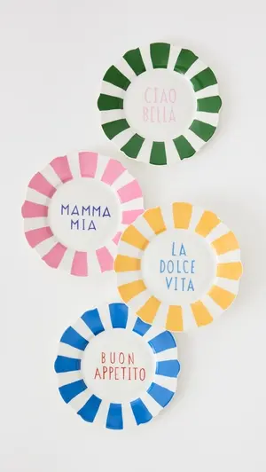 IN THE ROUNDHOUSE Italian Wave Side Plate Set Of 4