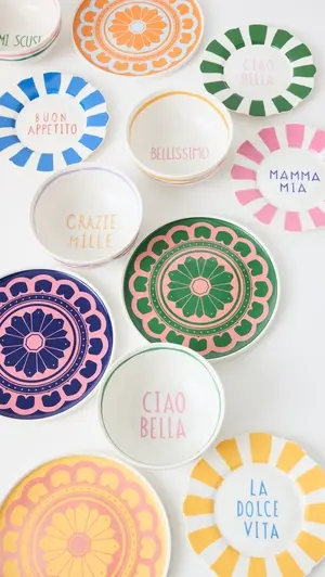 IN THE ROUNDHOUSE Italian Wave Side Plate Set Of 4