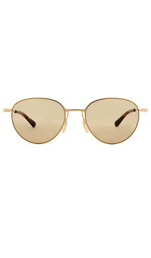 Bottega Veneta Thin Triangle Round Sunglasses - Shiny Gold