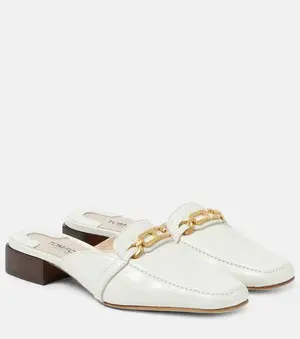 TOM FORD Whitney Croc-effect Leather Mules - White
