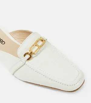 TOM FORD Whitney Croc-effect Leather Mules - White