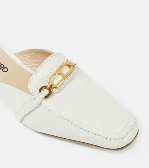 TOM FORD Whitney Croc-effect Leather Mules - White