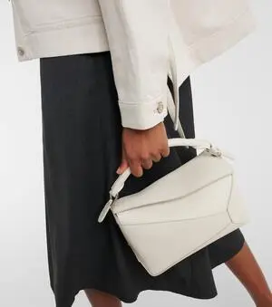 Loewe Puzzle Small Leather Tote Bag - White