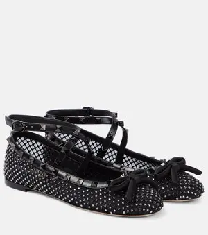 Valentino Garavani Rockstud Embellished Ballet Flats - Black