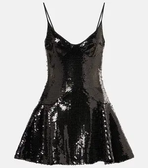 David Koma Sequined Mini Dress - Black