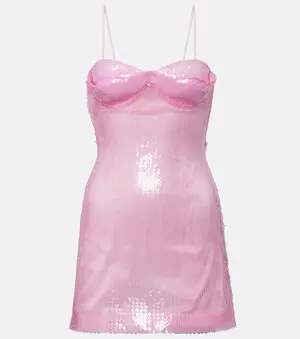 David Koma Sequin-embellished Mini Dress - Pink