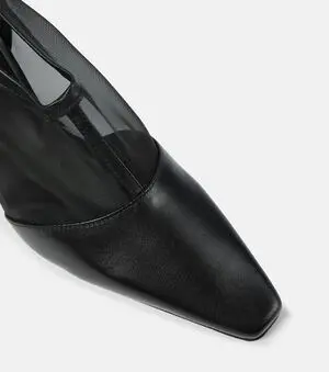 TOTEME T-strap Leather And Mesh Pumps