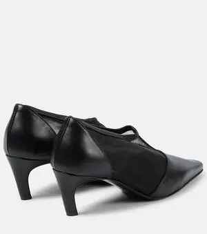 TOTEME T-strap Leather And Mesh Pumps