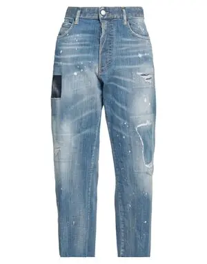 Dsquared2 Boyfriend Jeans With Leather Trim