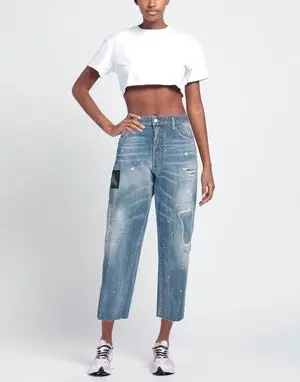Dsquared2 Boyfriend Jeans With Leather Trim