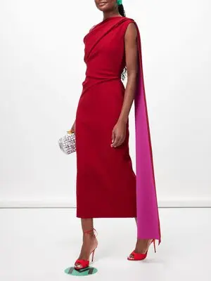 ROKSANDA Maite Draped-sash Crepe Midi Dress - Red
