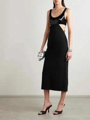 David Koma Cutout Sequin-embellished Midi Dress
