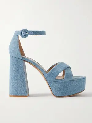GIANVITO ROSSI Sheridan 110 Denim Platform Sandals