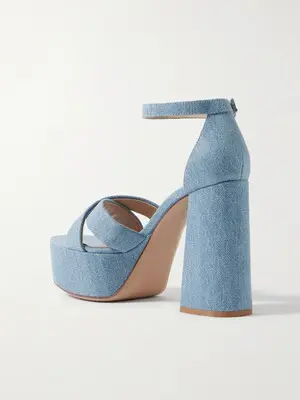 GIANVITO ROSSI Sheridan 110 Denim Platform Sandals