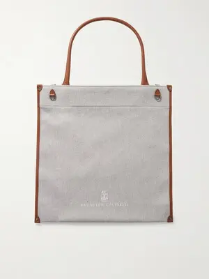 Brunello Cucinelli Leather-trimmed Canvas Tote - Gray