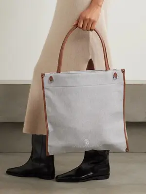 Brunello Cucinelli Leather-trimmed Canvas Tote