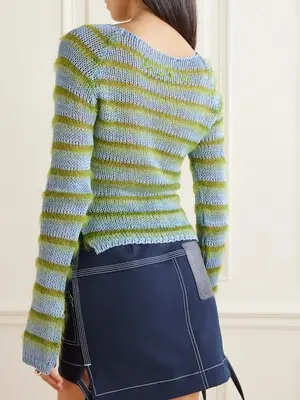 Marni Striped Cotton And Brushed Mohair-blend Sweater