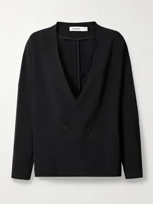 FFORME Velma Double-breasted Wool-blend Crepe Blazer - Black