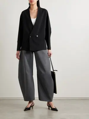 FFORME Velma Double-breasted Wool-blend Crepe Blazer - Black