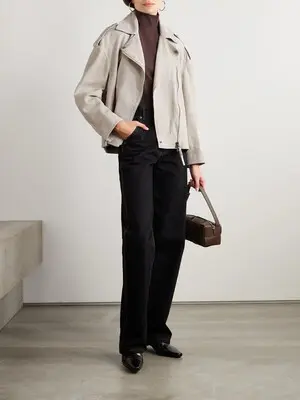 Brunello Cucinelli Bead-embellished Suede Biker Jacket