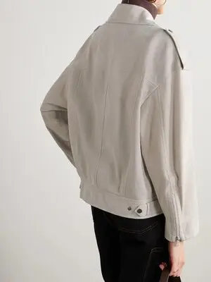 Brunello Cucinelli Bead-embellished Suede Biker Jacket