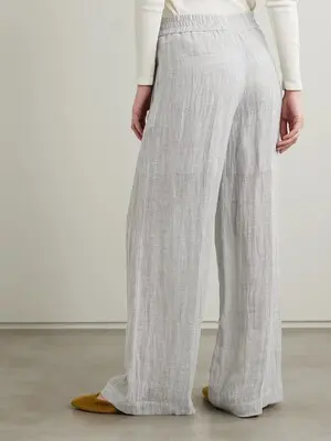 Brunello Cucinelli Crinkled Linen-blend Wide-leg Pants