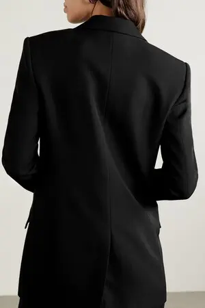 Stella McCartney Double-breasted Grain De Poudre Wool Blazer With Satin Trim