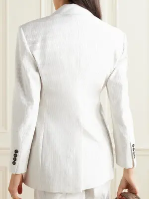 Brunello Cucinelli Pinstriped Linen-blend Blazer