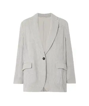 Brunello Cucinelli Crinkled Linen-blend Blazer