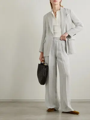 Brunello Cucinelli Crinkled Linen-blend Blazer