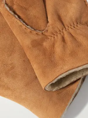 AGNELLE Denise Shearling Gloves - Brown