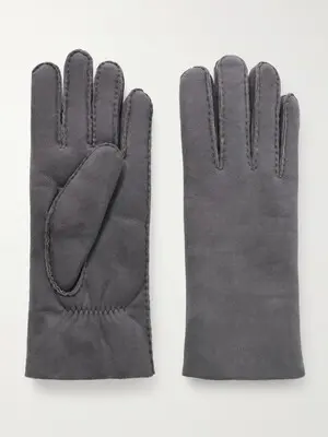 AGNELLE Denise Shearling Gloves - Gray