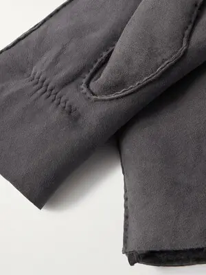 AGNELLE Denise Shearling Gloves - Gray
