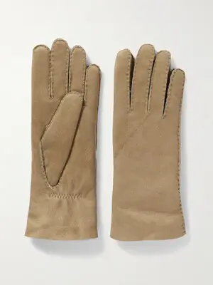 AGNELLE Agnelle Denise Shearling Gloves Neutrals