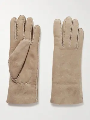 AGNELLE Agnelle Denise Shearling Gloves Neutrals