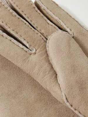AGNELLE Denise Shearling Gloves - Neutrals