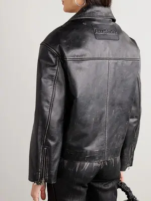 Acne Studios Distressed Leather Biker Jacket