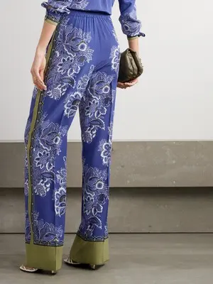 Etro Floral-print Silk-satin Wide-leg Pants