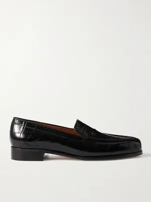 EMME PARSONS Danielle Croc-effect Loafers - Black