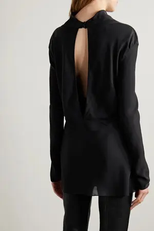 Khaite Vray Cutout Silk-georgette Top