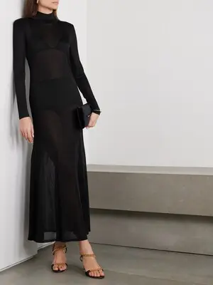 TOM FORD Jersey Turtleneck Gown - Black
