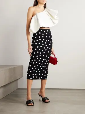 Carolina Herrera Cropped One-shoulder Ruffled Silk-faille Top