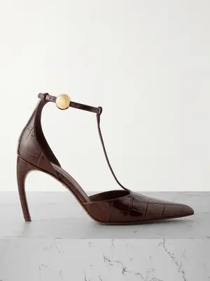 FERRAGAMO Odette Croc-effect Leather Pumps