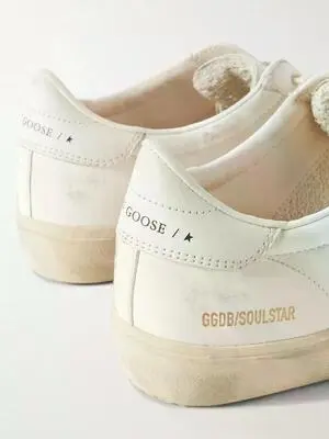 GOLDEN GOOSE Soul-star Logo-print Distressed Leather Sneakers - White