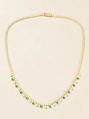 JENNIFER MEYER 18-karat Emerald And Diamond Tennis Necklace - Gold