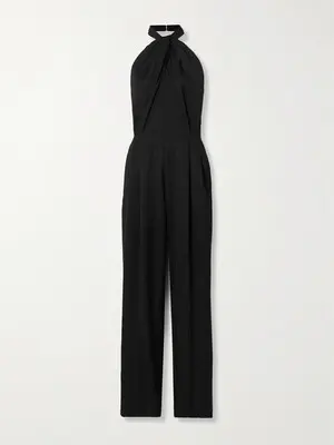 Golden Goose Journey Cutout Wool-gabardine Halterneck Jumpsuit - Black