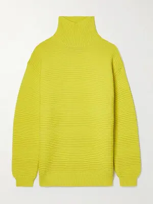 Brandon Maxwell Ribbed Wool Turtleneck Sweater